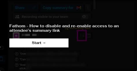 Fathom How To Disable And Re Enable Access To An Attendees Summary Link
