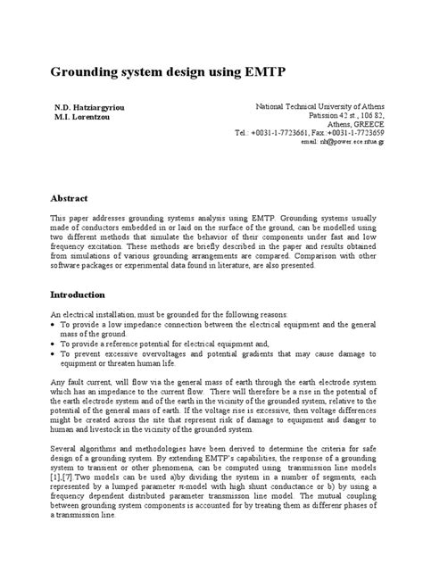 Grounding System Design Using Emtp Pdf Transmission Line Electric Current