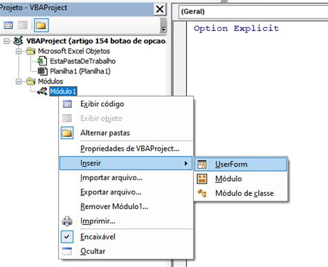 Botão de Opção Excel VBA Automate Excel