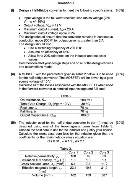 Solved Question 3 I Design A Half Bridge Converter To M
