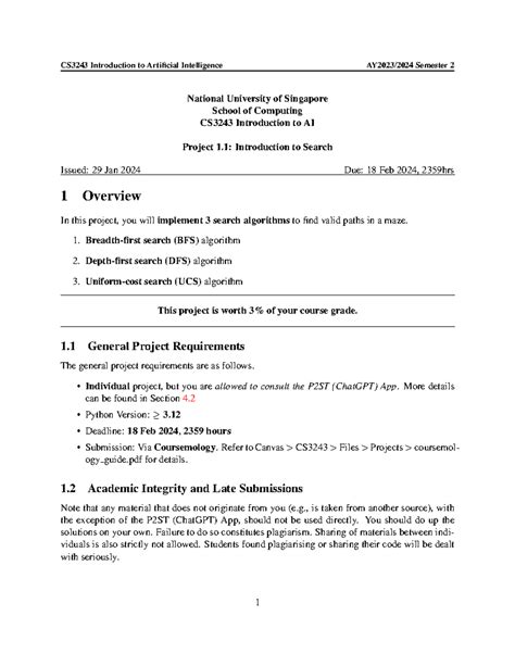 Cs3243 Project 11 2320 Implementing Search Algorithms In Ai Studocu