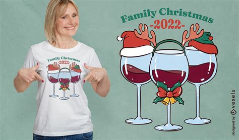 Christmas Wine Glasses T Shirt Design Vector Download