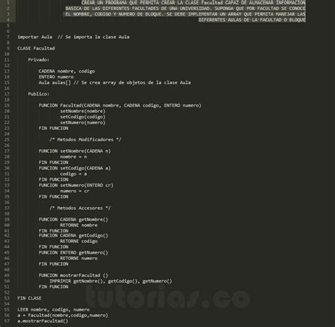 POO Pseudocodigo Clase Facultad Tutorias Co