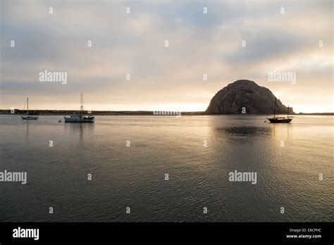 Morro Rock At Sunset Morro Bay California USA Stock Photo Alamy