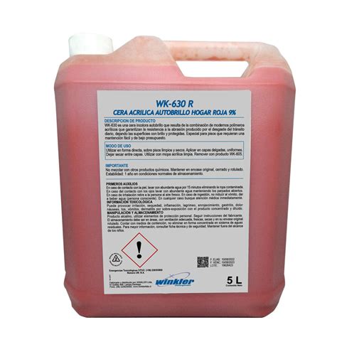 Cera para pisos Winkler líquida auto brillo Roja 5l MaozCare