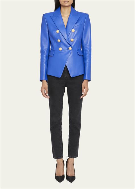 Balmain 6 Button Leather Classic Blazer Bergdorf Goodman