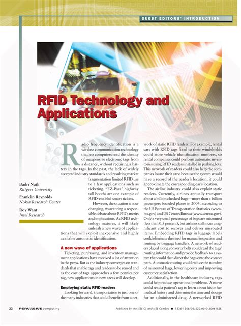 PDF RFID Technology And Applications