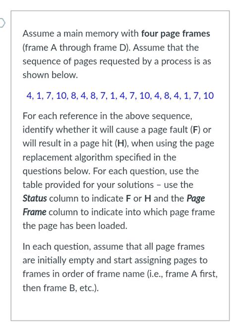 solved assume a main memory with four page frames frame a