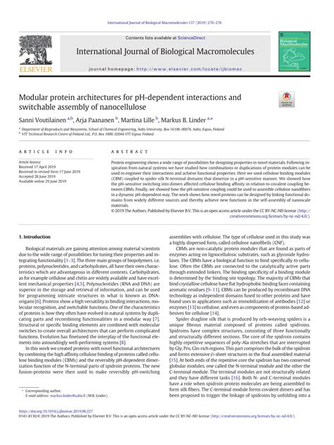 Pdf Modular Protein Architectures For Ph Dependent Interactions And Switchable Assembly Of