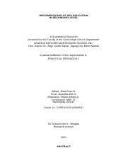 IMPLEMENTATION OF SEX EDUCATION IN SECONDARY LEVEL Main Docx IMPLEMENTATION OF SEX EDUCATION