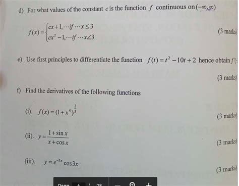 solved d for what values of the constant c is the function f continuous on ∞ ∞ f x { c x