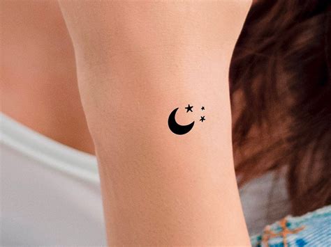Moon Stars Temporary Tattoo Etsy