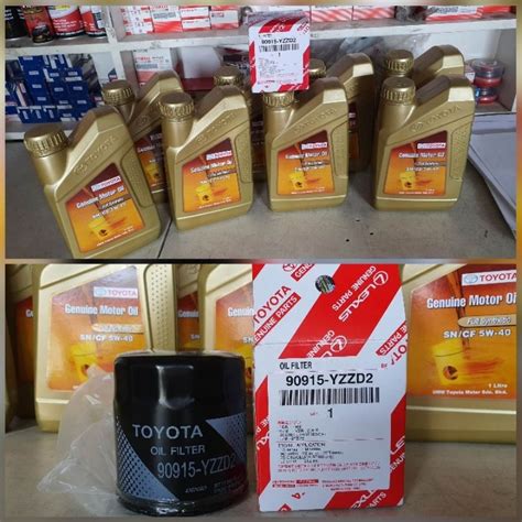 TOYOTA GENUINE MOTOR OIL 8L SN CF 5W 40 FULLY SYNTHETIC OIL FILTER