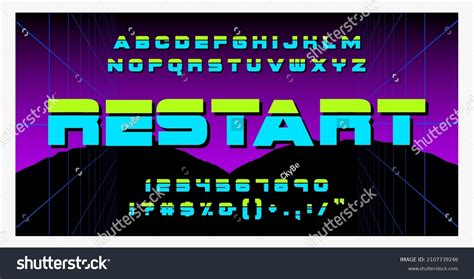 80s Retro Futurism Style Font Vector Stock Vector Royalty Free 2107739246 Shutterstock
