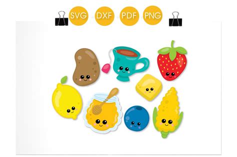 Cutesy Foods Cutting Files Svg Dxf Pdf Eps Included Cut Files For