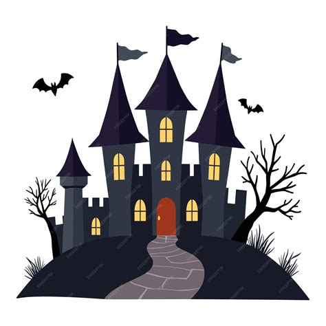 Premium Vector Haunted Houses For Halloween Castles With Monsters