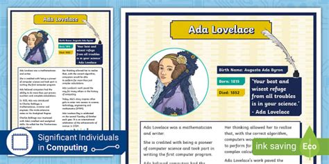 Ks2 Ada Lovelace Display Poster Teacher Made Twinkl