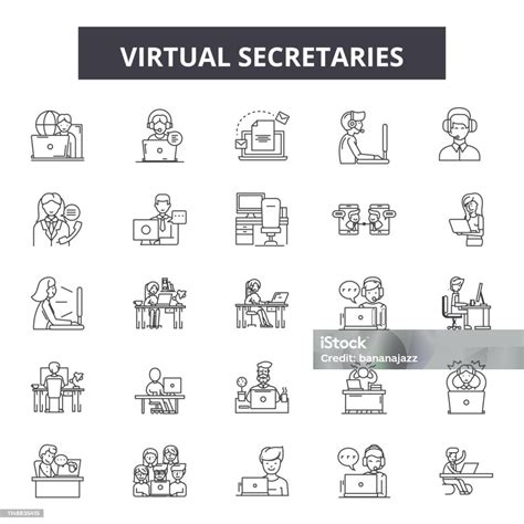 Ikon Garis Kerahasiaan Virtual Tanda Set Vektor Konsep Linier Ilustrasi