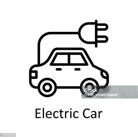 전기 자동차 벡터 개요 아이콘 디자인 그림 흰색 배경에 Eps 10 파일 0명에 대한 스톡 벡터 아트 및 기타 이미지 0명 개념 고압 전류 주의 Istock