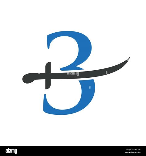 Letter 3 Swords Logo Vector Template Swords Icon For Protection And