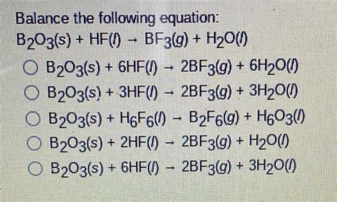 Solved Balance The Following Equation Chegg Com