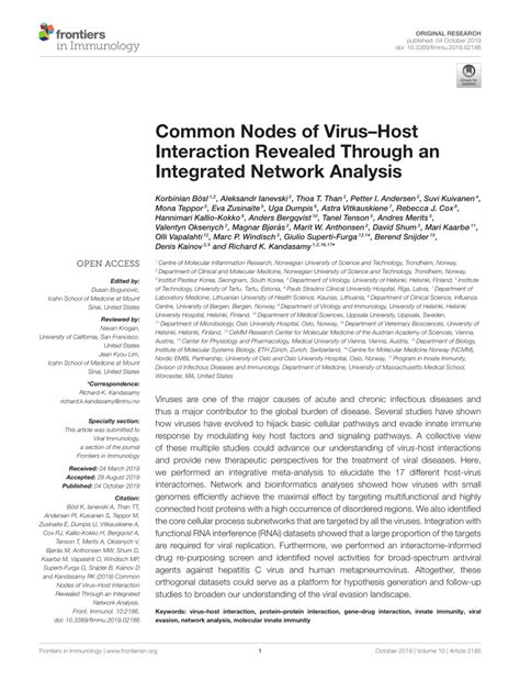 Pdf Common Nodes Of Virus Host Interaction Revealed Through An