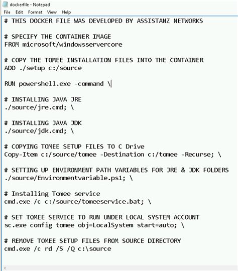 Installing Tomee Web Server Through Docker File For Windows Container