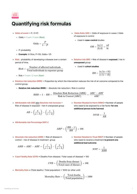 Quantifying Risk In Epidemiology Key Measures Pdf