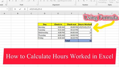how to calculate hours worked and total hours worked in excel youtube