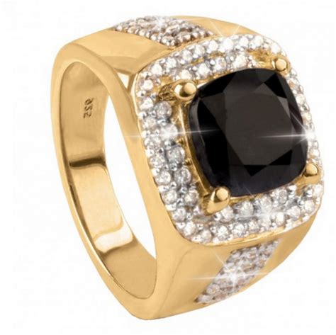 Men S Onyx Ring Diamond Accents 14K Yellow Gold 26118780999 Jared