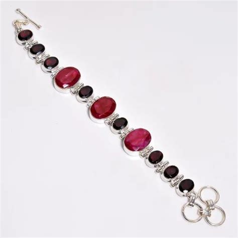 Ruby Garnet Gemstone 925 Sterling Silver Bracelet At Rs 3849 Piece