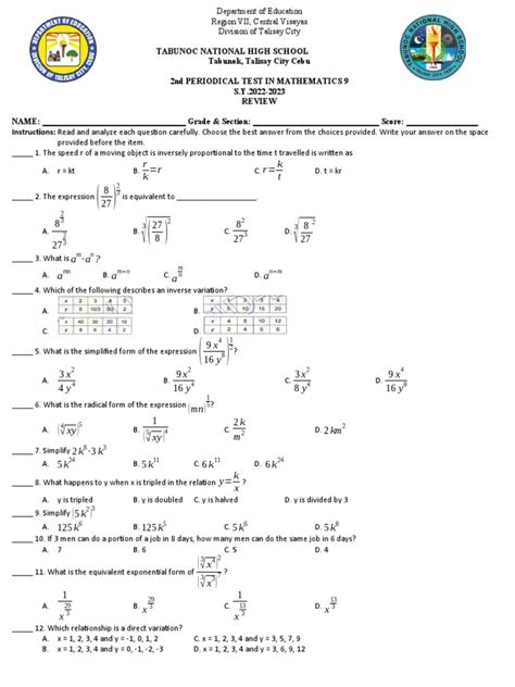 Math Review 2nd Quarter Pdf Exponentiation Mathematical Analysis