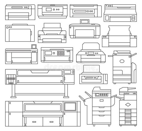Printer Vector Iconoutline Vector Icon Isolated On White Background Printer Stock Vector