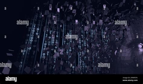 Composition Of Human Face Formed With Binary Coding On Black Background
