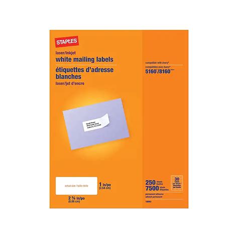 Staples Laserinkjet Address Labels 1 X 2 58 White Shiekh Portal