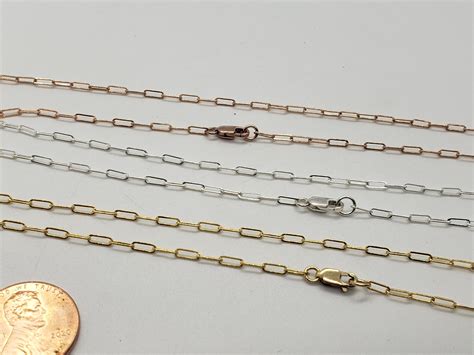 14k Gold Filled Small Paper Clip Necklace Flat Elongated Etsy