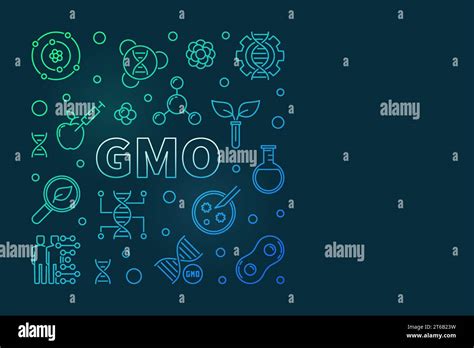 Gmo Vector Concept Colored Square Banner Or Design Element In Outline