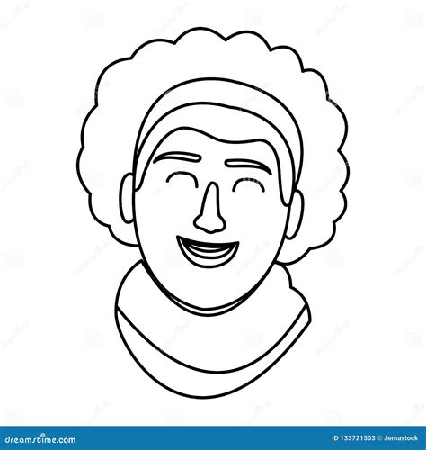Woman Face Carrtoon In Black And White In Black And White Stock Vector