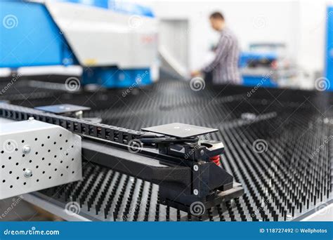 Man Working At Programmable CNC Machine Stock Photo Image Of
