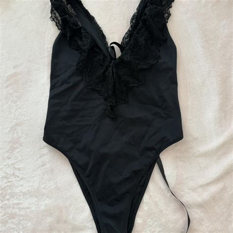 Dollskill Widow Black Swimsuit With Lace Trim And Depop