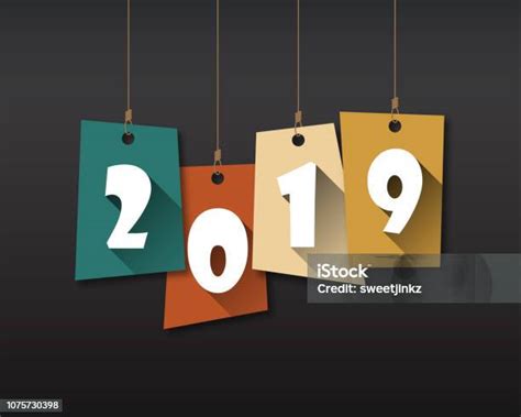 해피 새로운 2019 어입니다 인사말 카드입니다 화려한 디자인입니다 벡터 일러스트입니다 2019년에 대한 스톡 벡터 아트 및