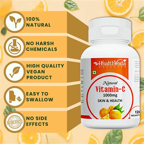Buy HEALTH VEDA ORGANICS NATURAL VITAMIN C TABLETS FOR BOOSTING IMMUNITY SKIN CARE 120 VEG