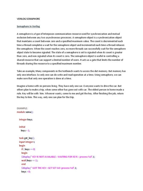 Verilog Semaphore Pdf System Software Concurrent Computing