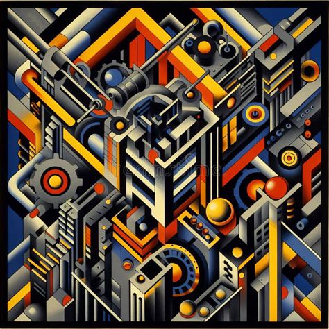 Constructivism Uses Basic Shapes And Primary Colors To Construct Stock