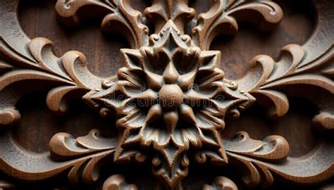 Carved Wood Pattern Ornate Texture And Decorative Design Element
