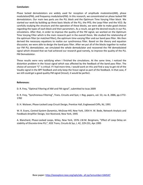 Phase Locked Loop Techniques For Fm Demodulation And Modulation Pdf