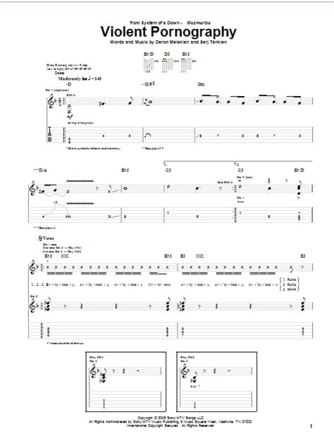 Violent Pornography By System Of A Down Sheet Music For Guitar Tab At Sheet Music Direct