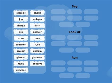 Some Specific Action Verbs Group Sort