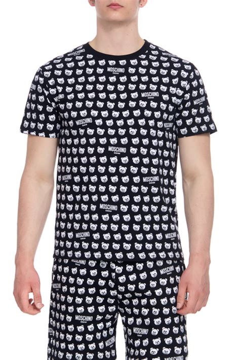 Moschino мужская футболка из эластичного хлопка с логотипом черный цвет ...