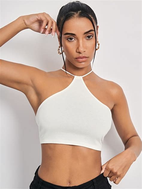 Evolushein Recycled Polyester Lace Up Backless Halter Top Backless